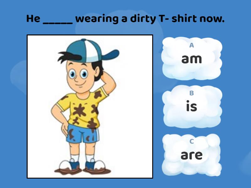 Clothes Present Continuous affirmative - Quiz