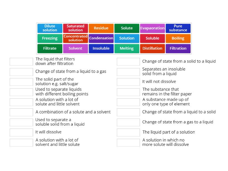 Mixtures and separation techniques - Match up