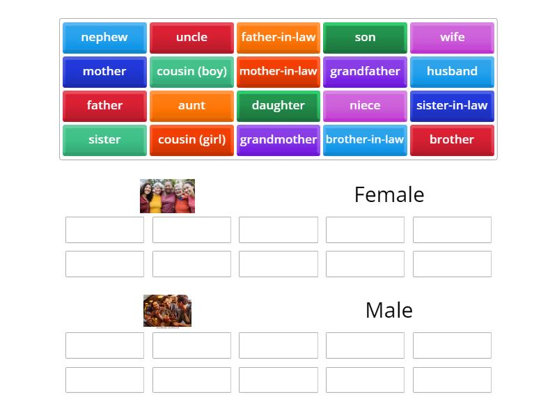 Family members: Male or female? - Group sort