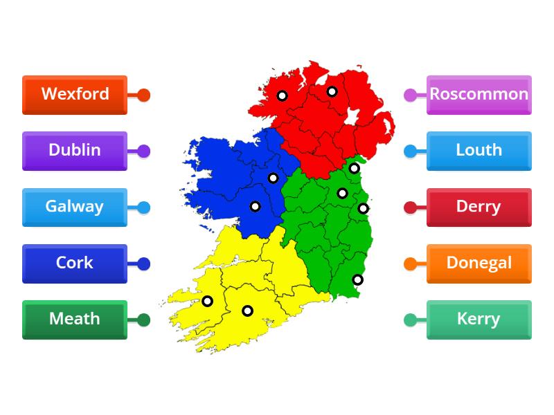 Counties of Ireland - Labelled diagram