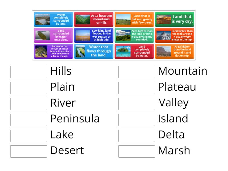 Landforms Definition Match - Match up