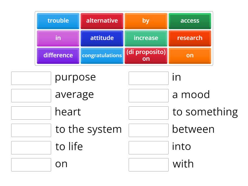 Patrizia, Prepositions - Match up