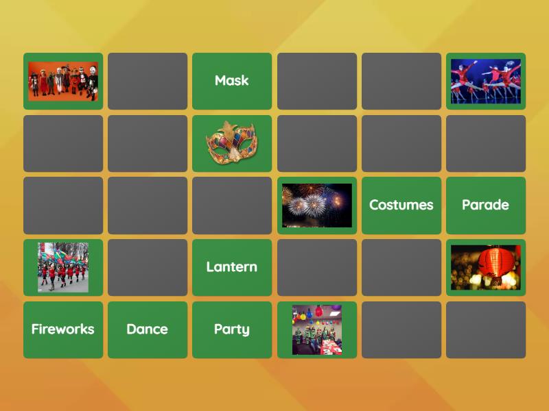 Festivals and celebrations items - Matching pairs