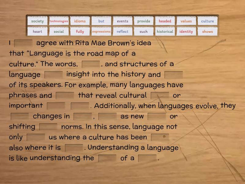 Language and Identity - Complete the sentence