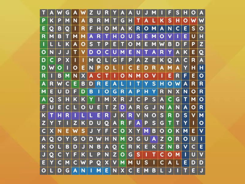 Movies and TV - Wordsearch