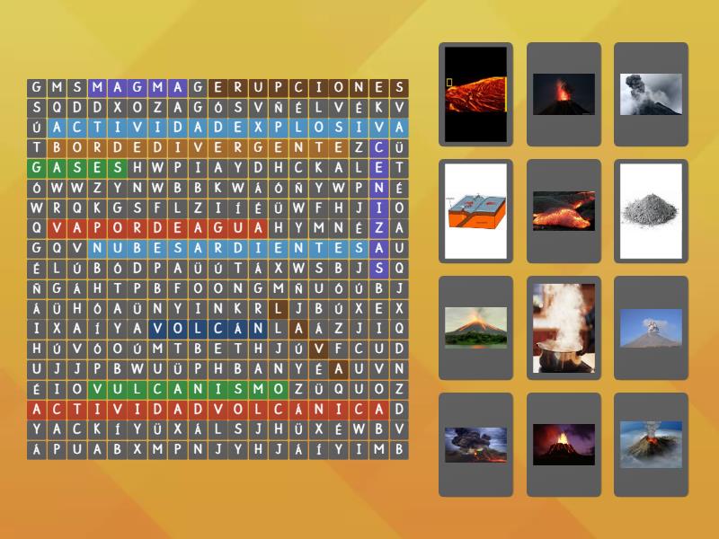 Vulcanismo - Sopa de letras