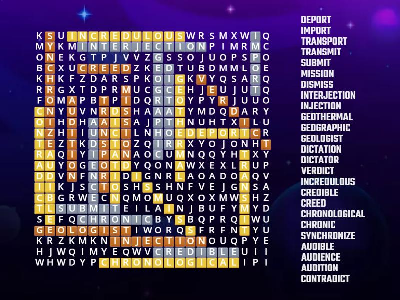 Morphology - Wordsearch