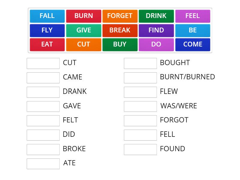 Brainy 6 Irregular Verbs part 1 - Match up