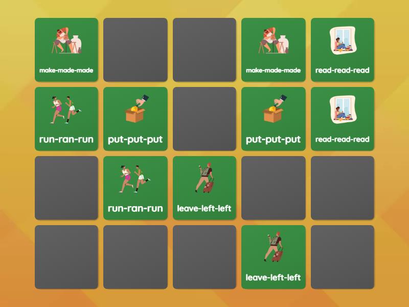 Most Common Irregular Verbs Memory Game - Matching pairs