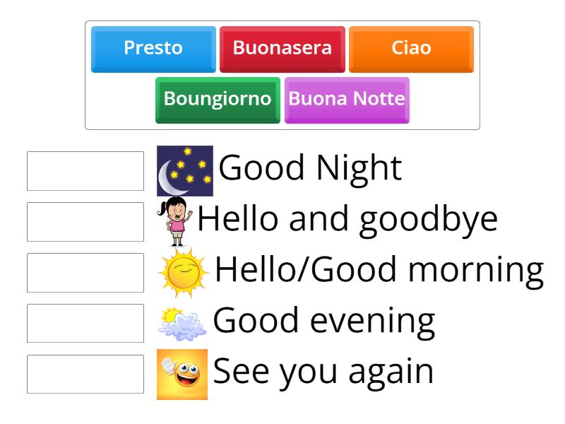 Greetings in Italian - Match up
