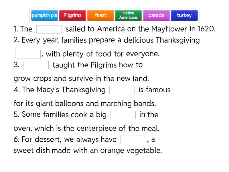 thanksgiving s - Complete the sentence
