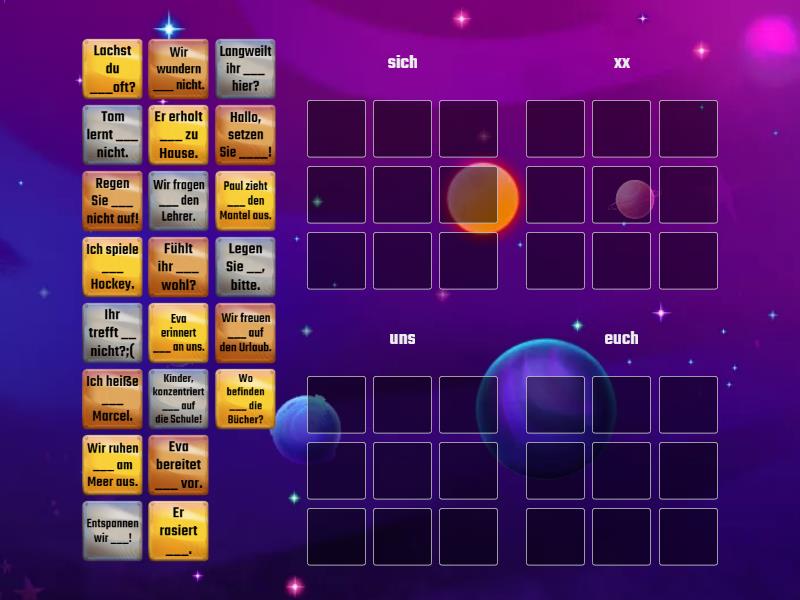 Reflexive Verben: sich, uns, euch (LEVEL 1 - einfach) (B) - Group sort