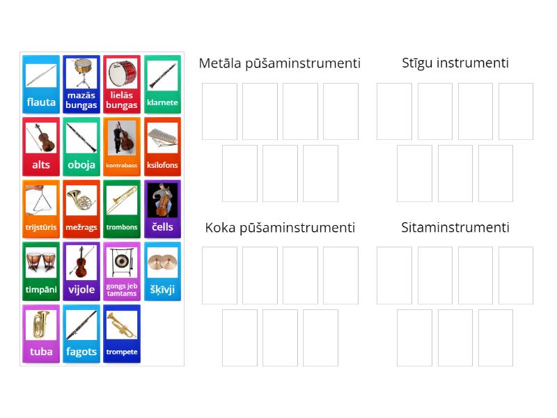 Mūzikas instrumentu grupas - Group sort