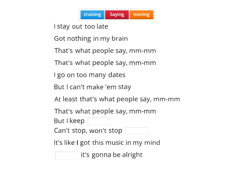 Taylor Swift Shake It Off -Sentence Completion - Complete the sentence