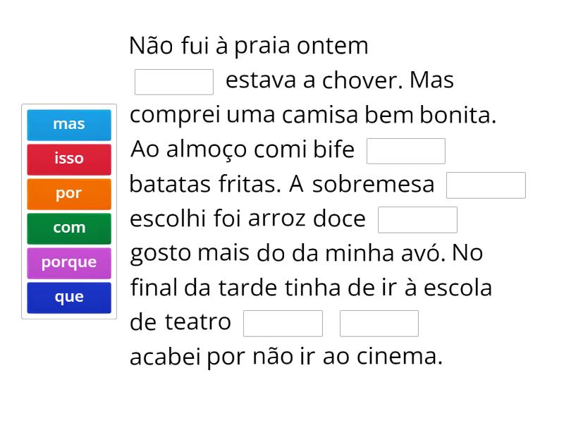 mini Textos completar - Complete the sentence