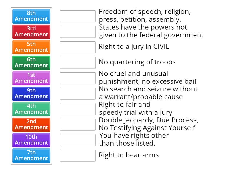 Bill of Rights Matching - Match up