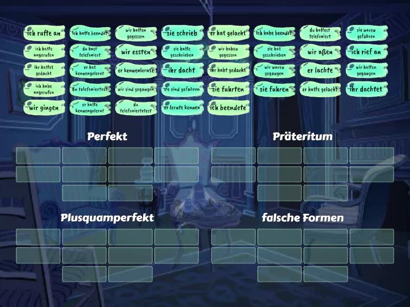 Perfekt - Präteritum - Plusquamperfekt - Group sort