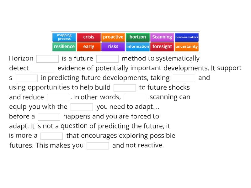 Definition of Horizon Scanning - Complete the sentence