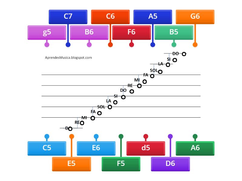 Notas en sistema inglés con indice 5 y 6 - Labelled diagram