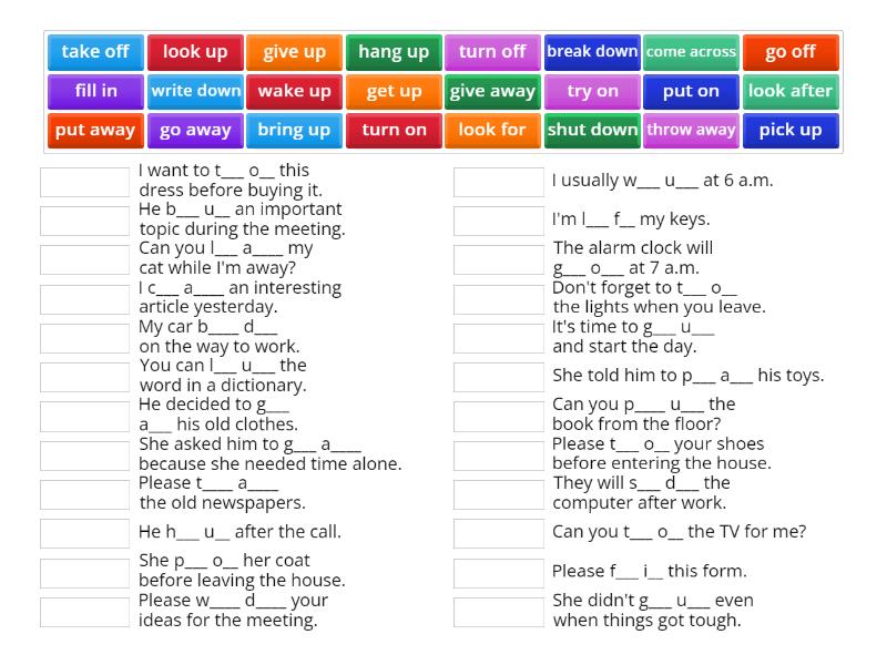 Phrasal verbs - Match up