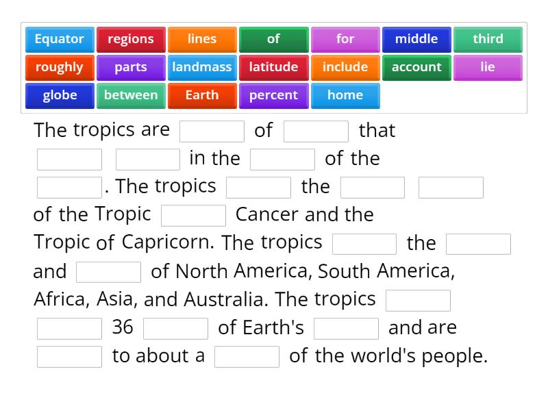 The tropics 3 - Complete the sentence