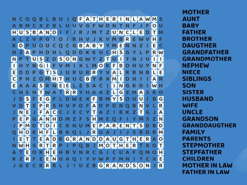 Family Members - Wordsearch