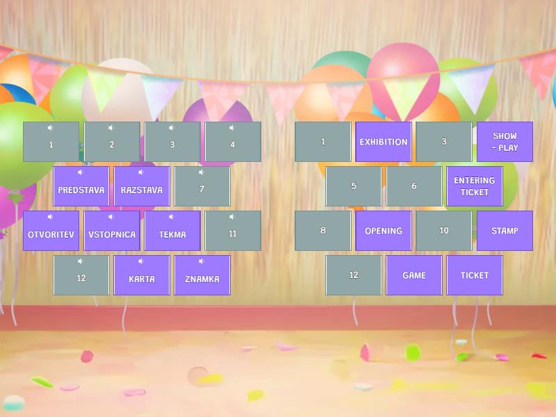 Lesson No 13: NEW WORDS - - Matching pairs