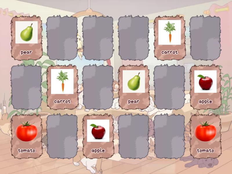 Fruits and vegetables - Matching pairs