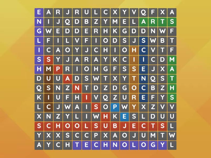 School Subjects - Wordsearch