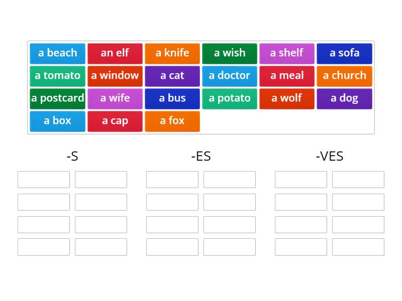 Plural (-s, -es, -ves, ) - Group sort