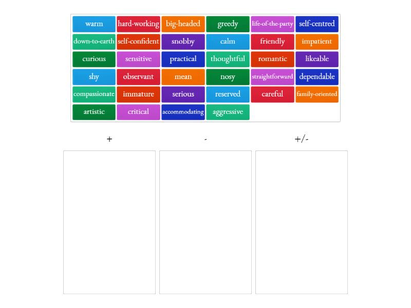 GWO Inter-1 Unit 1A Personality - Group sort