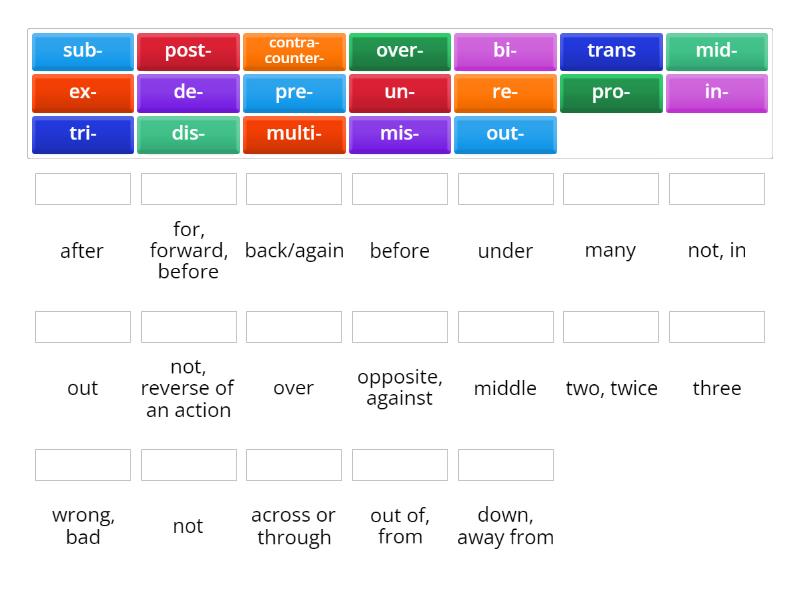 Prefixes - Match up