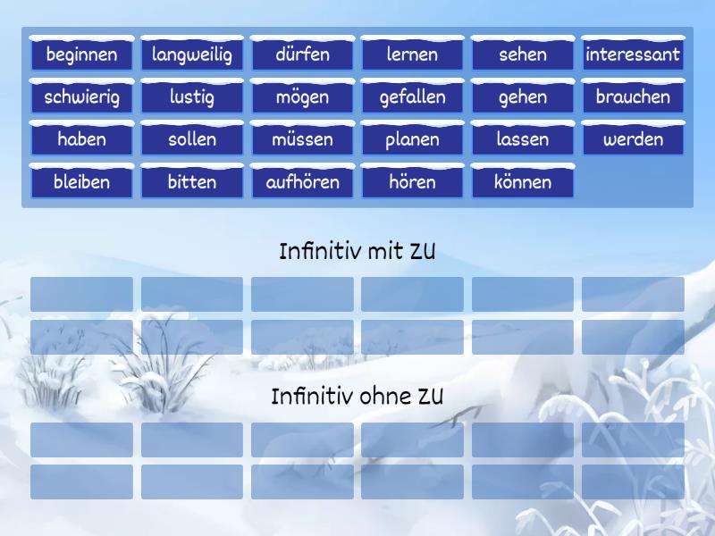 B1.1.Infinitiv mit ZU und ohne ZU - Group sort