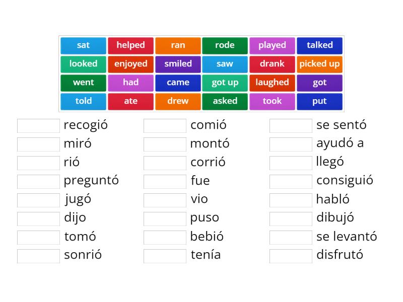 Past Tense Verbs: Movers - Match up