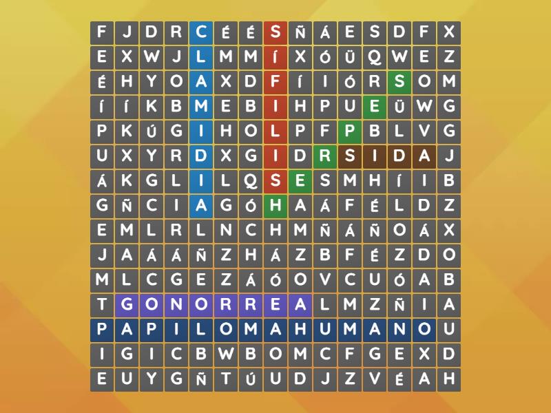 Enfermedades de transmisión sexual (ETS) - Sopa de letras