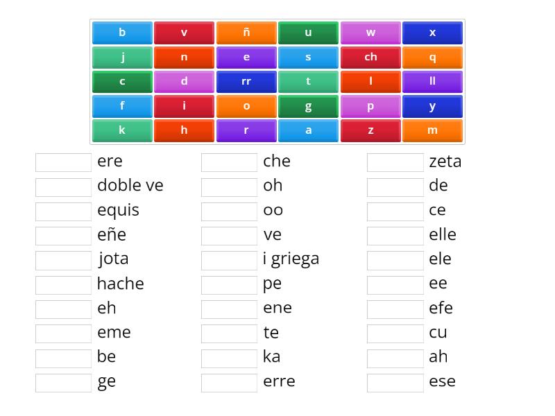 Spanish Alphabet Sounds - Match up