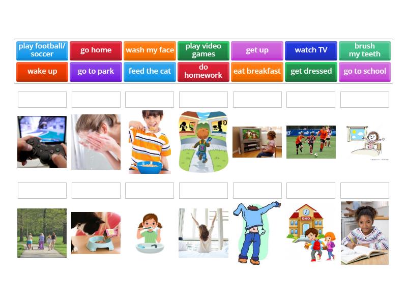 BE3. unit 1. Daily routine - Match up