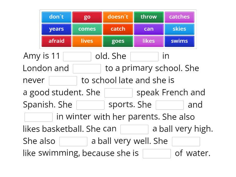 Present Simple text - Complete the sentence