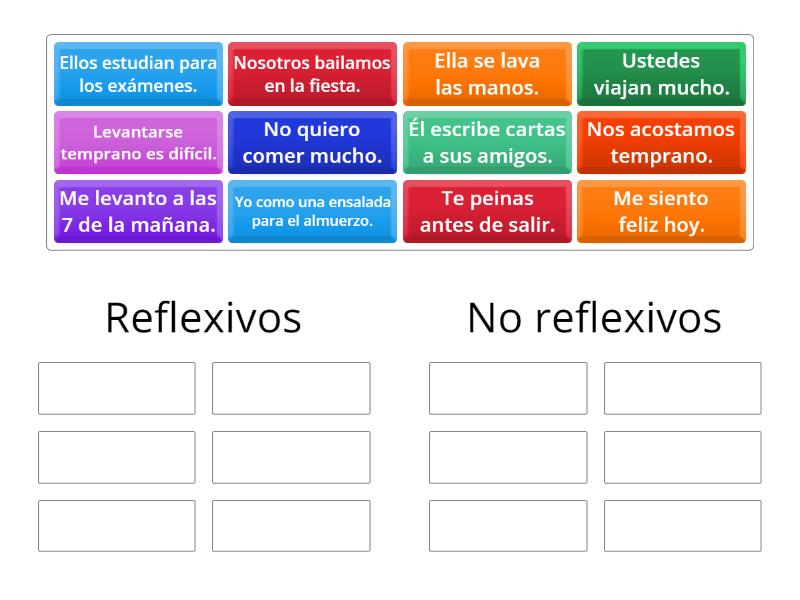 Verbos reflexivos - Ordenar por grupo