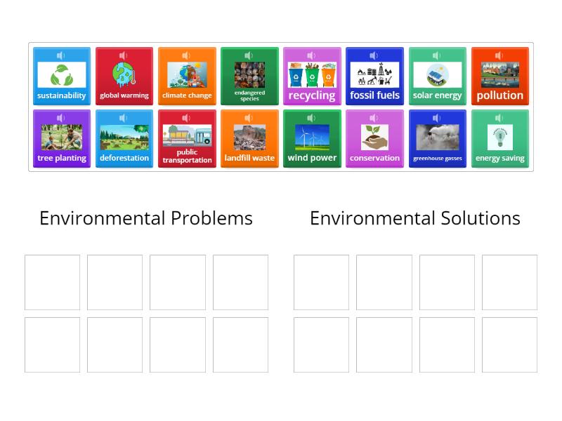 Environmental Problems and Solutions Sorting - Group sort