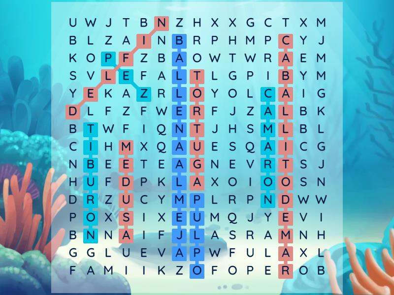 animales acuáticos - Sopa de letras