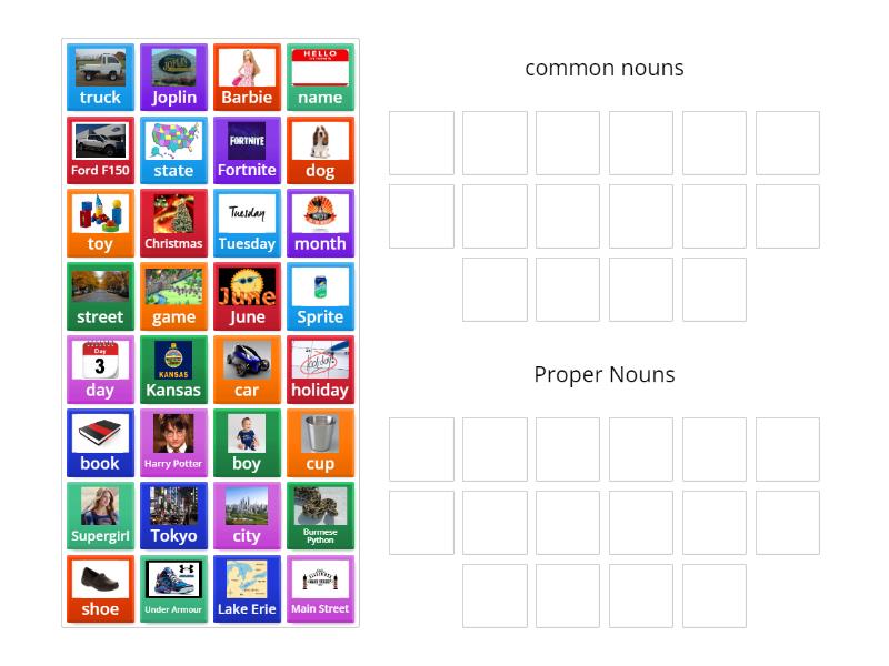 Common and Proper Nouns - Group sort