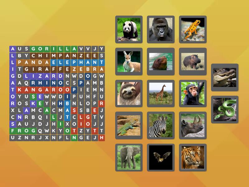 Zoo Animals - Wordsearch