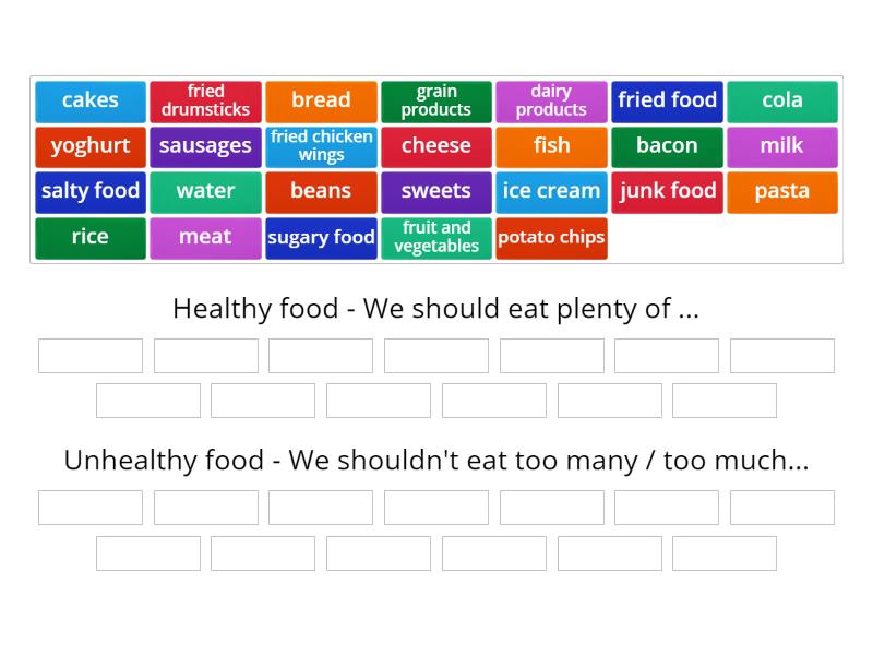 PCS P5_ Healthy eating _ We should / shouldn't eat... - Group sort