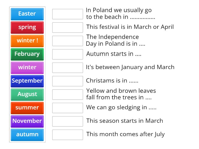 seasons & months - Match up