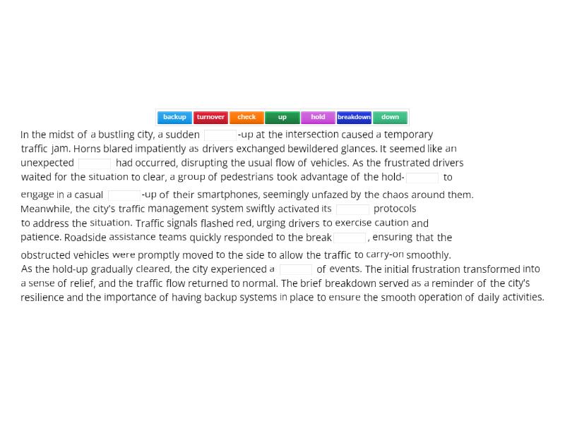 Nouns formed from phrasal verbs (Act. 2) TEXT - Complete the sentence