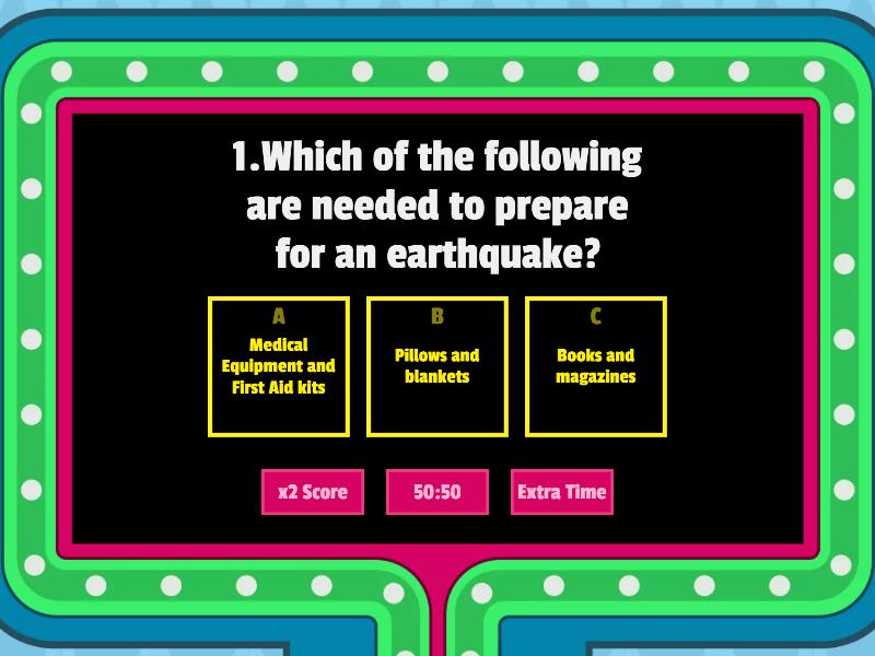 INTERACTIVE QUIZ- EARTHQUAKE & FLOODS - Gameshow quiz