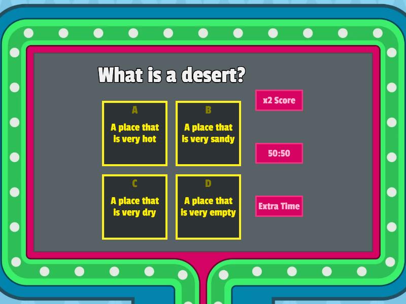 World Deserts Lesson 2 Retrieval Practice - Gameshow quiz