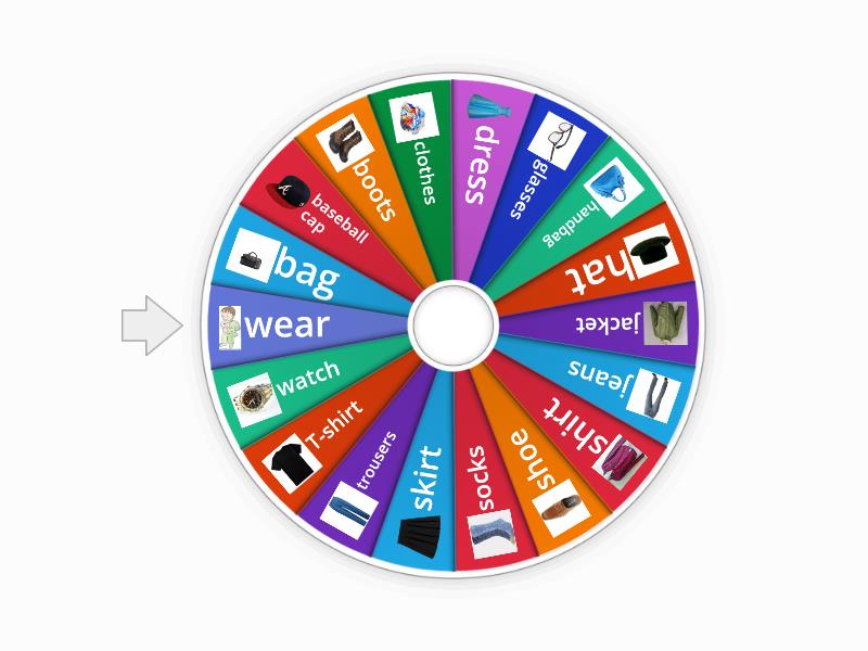 Vocabulary - Starters - Clothes - Spin the wheel