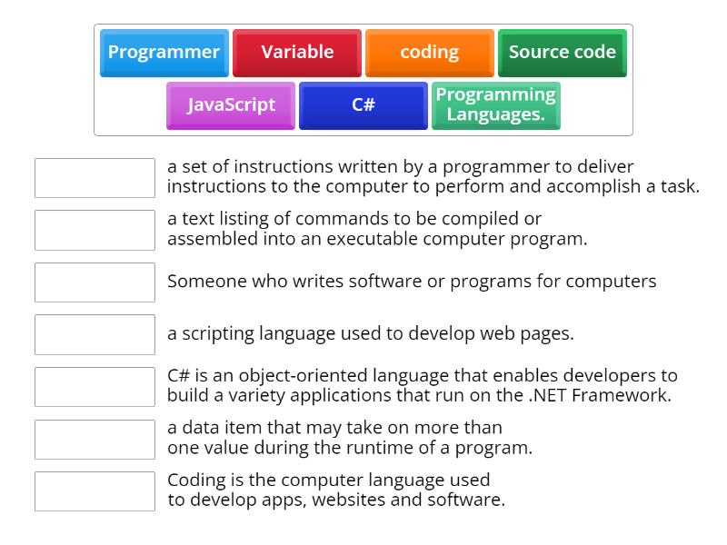 C# Programming Quiz - Match up
